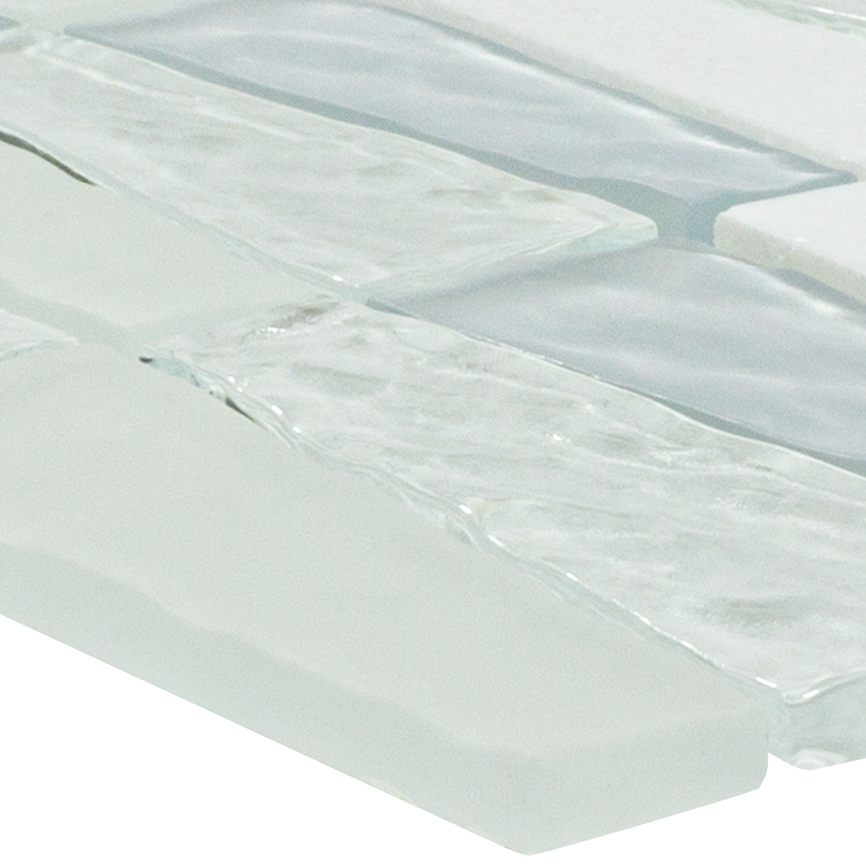 Glas Naturstein Mosaik Fliesen Marseille Weiß Mix